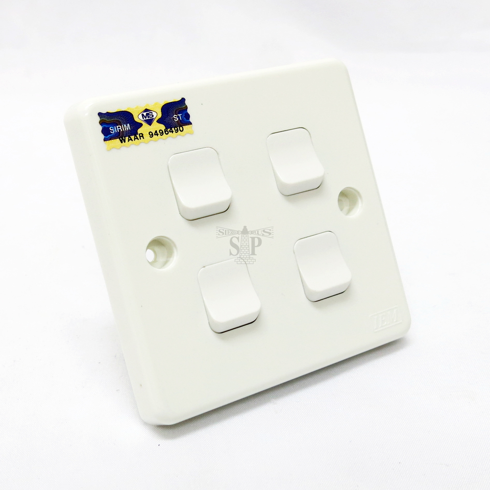 IEM 10Amp 4 Gang Switch [SIRIM] (White)