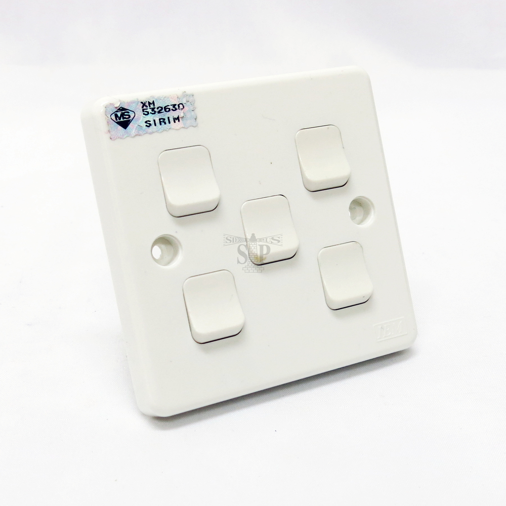 IEM 10Amp 5 Gang Switch [SIRIM] (White)