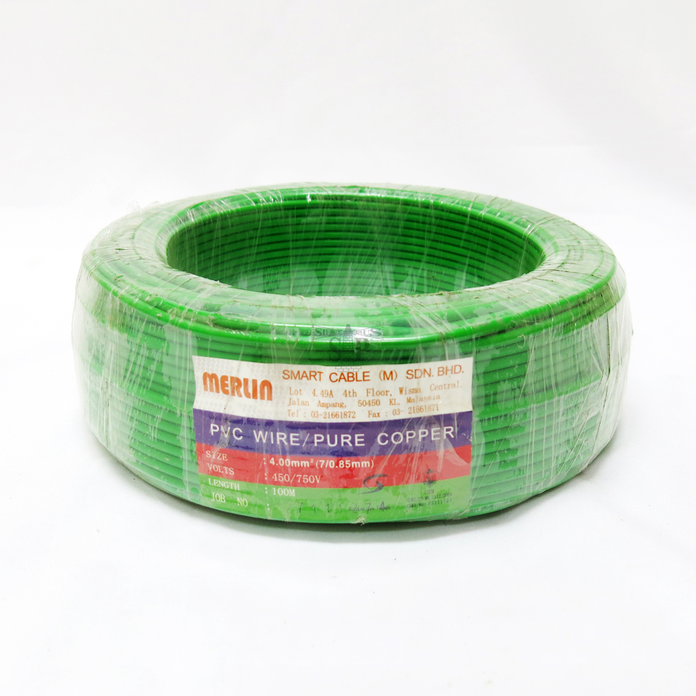Merlin Pure Copper 4mm (7/0.85mm) PVC Insulated Non-Sheathed Wire [100M ...