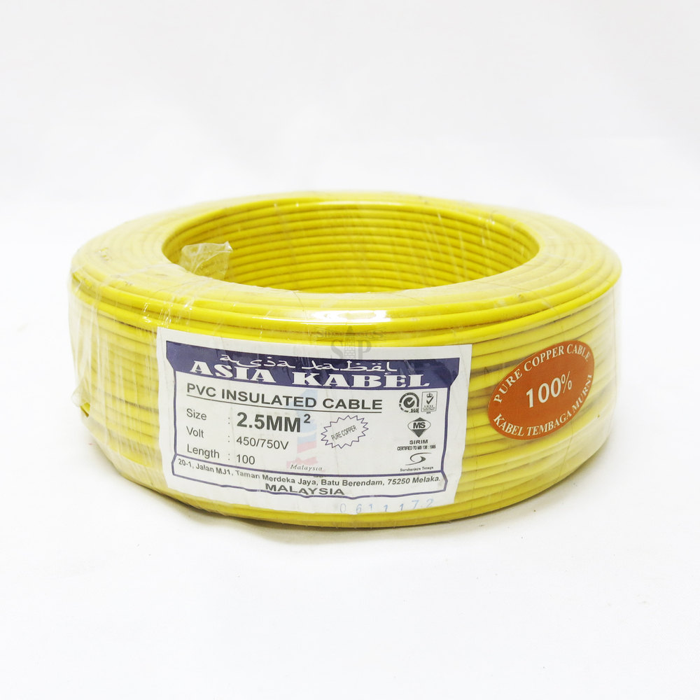 Asia Kabel Pure Copper 2.5mm PVC Insulated Non-Sheathed Wire [100M ...