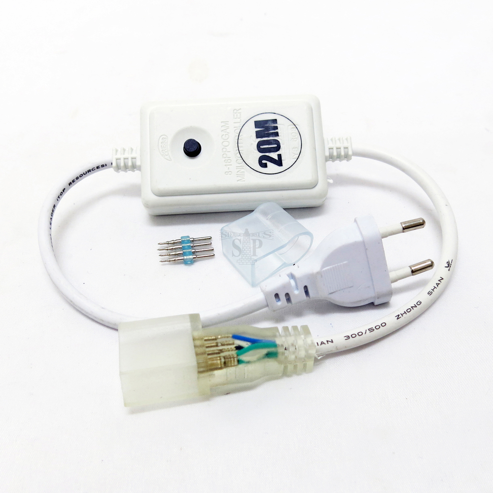 Weatherproof Power Cord For 25mm*15mm RGB LED Flexible Neon Light (White)