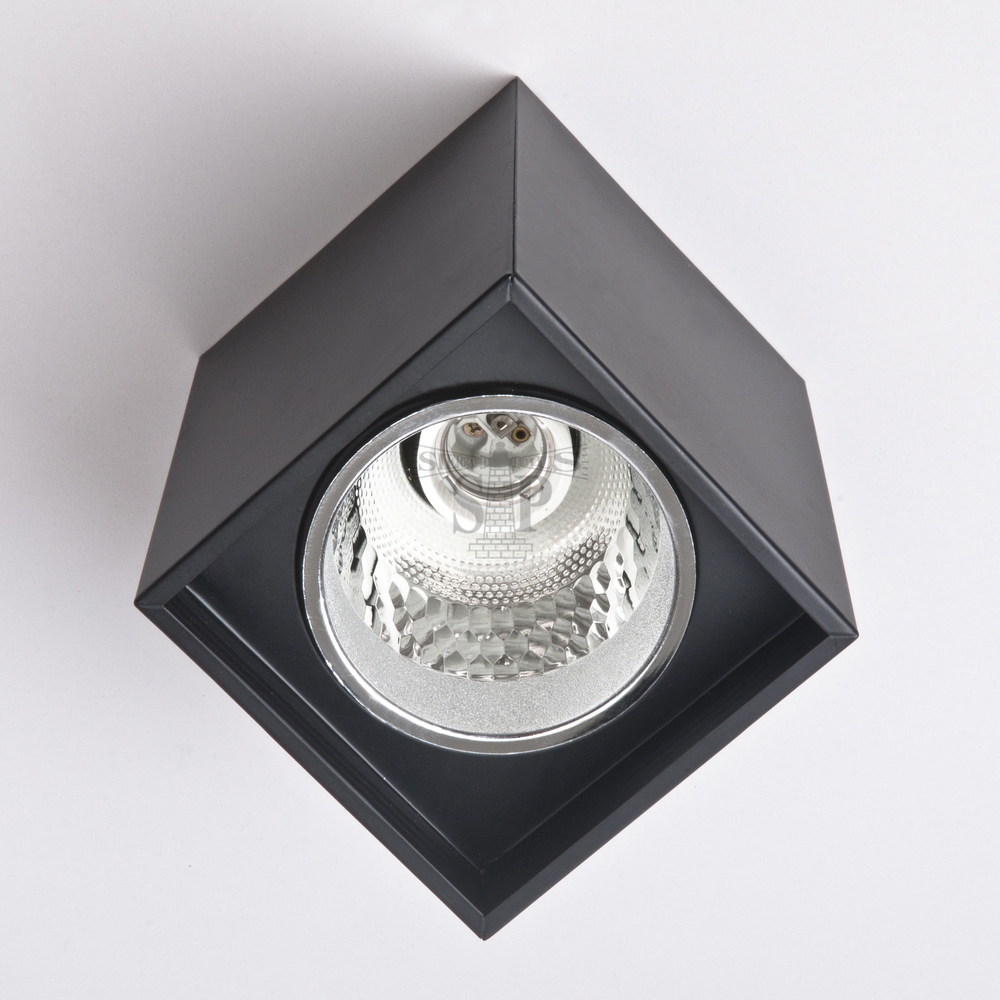 BTG 4-inch E27 Flush Mount Surface Down Light Square (Black)