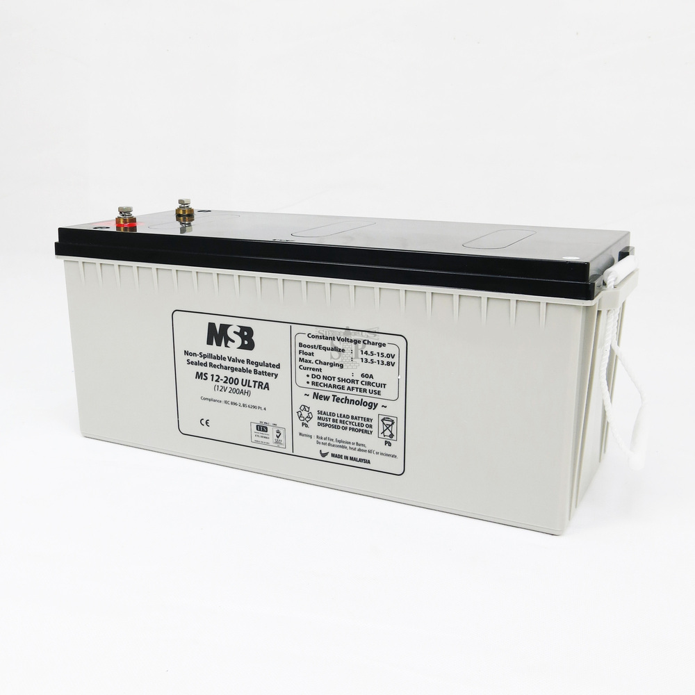 MSB MS12-200 Ultra 12V 200AH Non-Spillable Valve Regulated Sealed Rechargeable Lead Battery