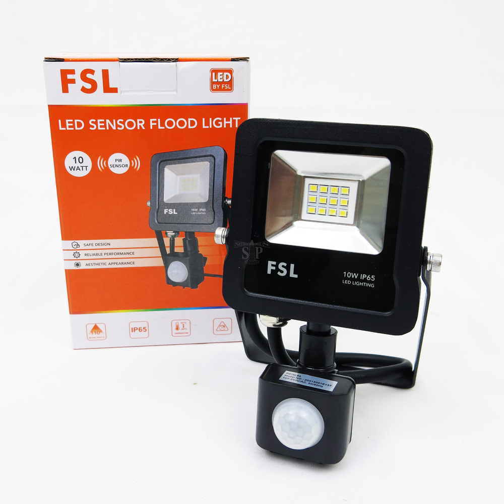 FSL FCS068A1 10W SMD LED Flood Light (Black) c/w PIR Motion Sensor
