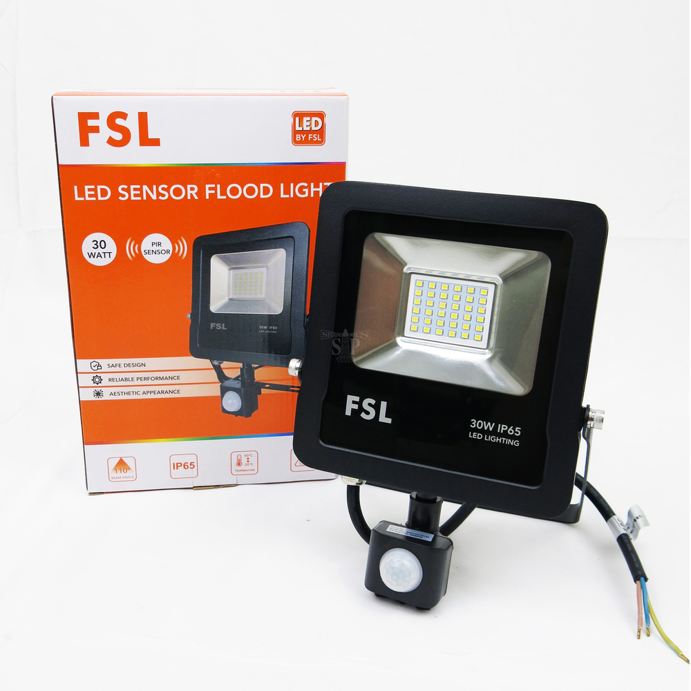 FSL FCS068A1 30W SMD LED Flood Light (Black) c/w PIR Motion Sensor