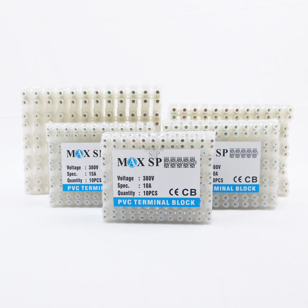 MAX SP 10A/15A/20A/30A/60A PVC Connector Terminal Block (White) [Per Row]