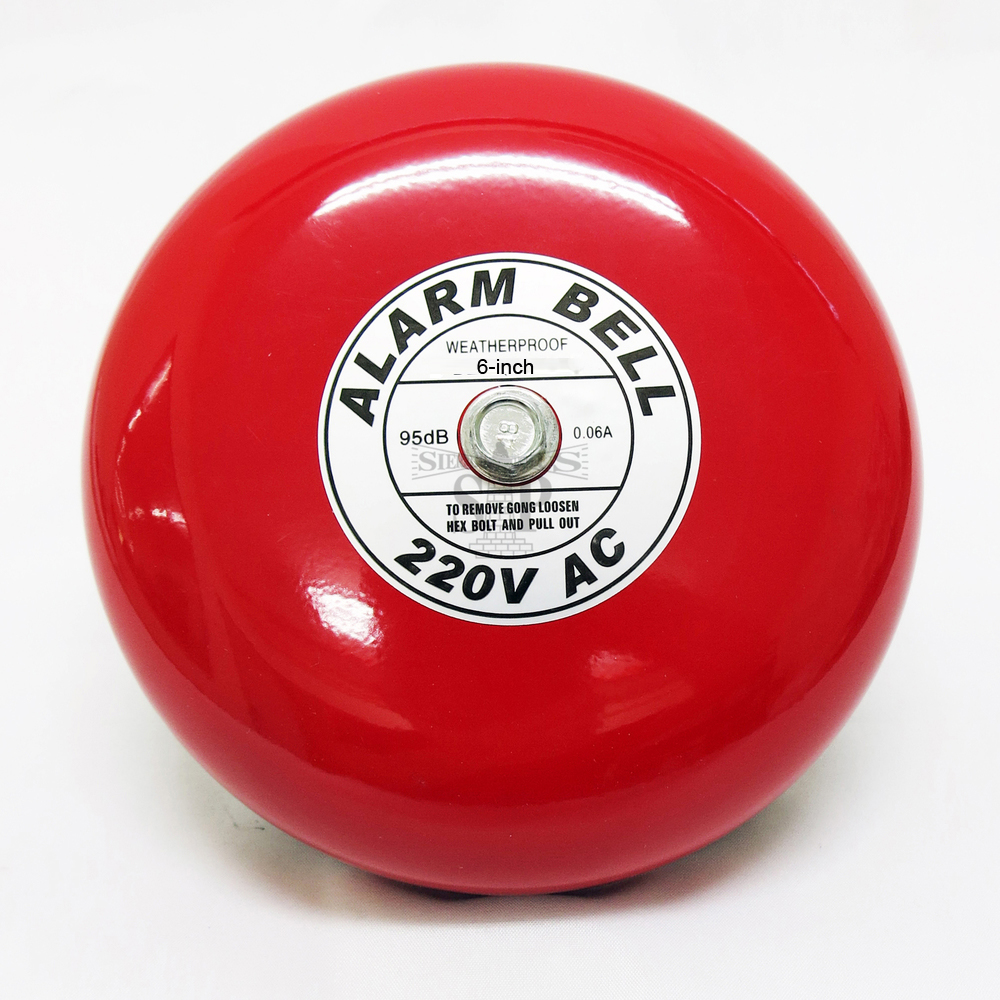 6-inch/8-inch/10-inch 240V Weatherproof Electrical Alarm Bell (Red)