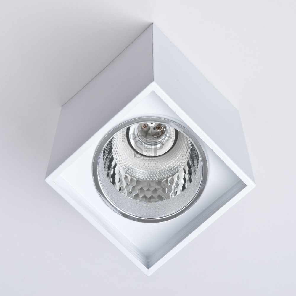 3.5-inch E27 Flush Mount Surface Down Light Square (White)