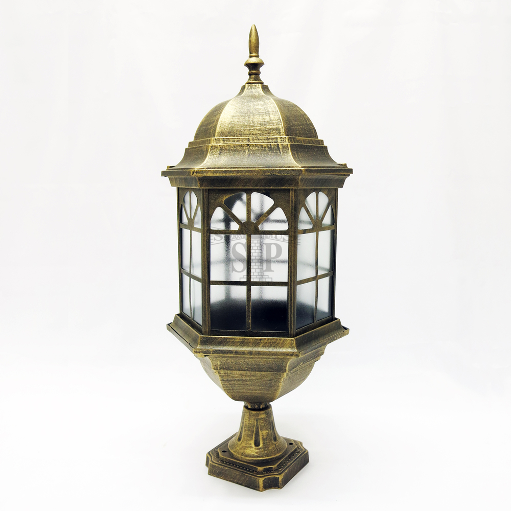 07 Classic Outdoor Stand Gate Lamp For Pole / Pillar (Antique Gold)