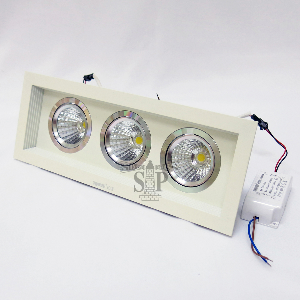 D026 3 X 10W Directional COB LED Down Light (White)